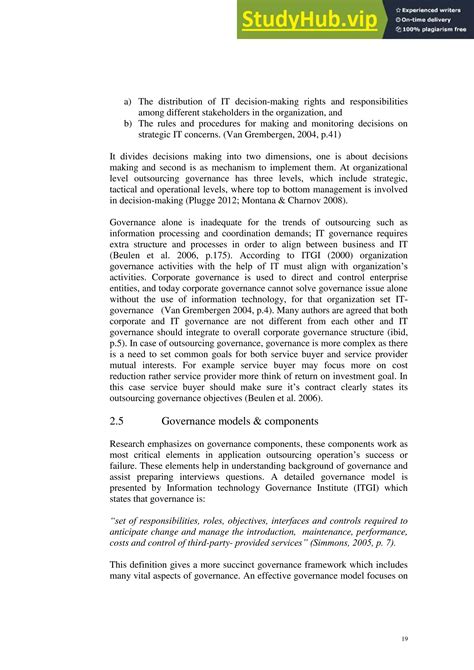 Application Outsourcing Governance Model Critical Components Of A
