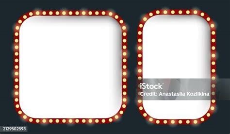 직사각형 및 정사각형 라이트 박스 빈 흰색 배경 복고풍 전구 영화 쇼 빛 프레임 광고 백라이트 주목 밝은 축제 카니발 벡터 일러스트 레이 션 0명에 대한 스톡 벡터 아트 및