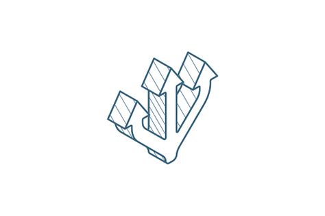 Junction Separation Three Way Isometric Icon 3d Line Art Technical Drawing Editable Stroke