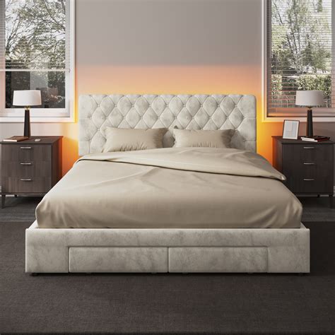 Kelly Clarkson Home Mya Tufted Upholstered Low Profile Storage Platform