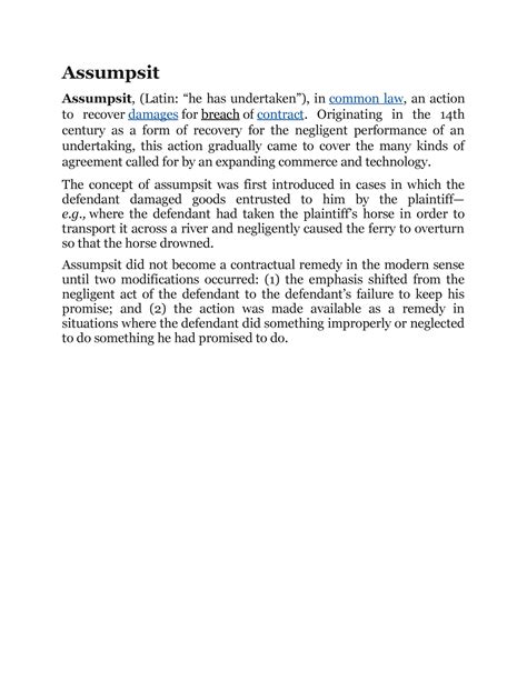 Action Of Assumpsit Lecture Notes 1 3 Assumpsit Assumpsit