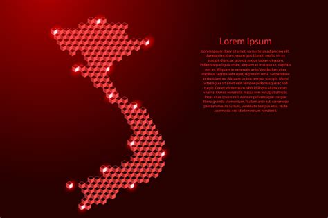배너 포스터에 대한 3d 빨간색 큐브 아이소메트릭 추상 개념 사각형 패턴 각 기하학적 모양에서 베트남지도 벡터 그림입니다 0명에