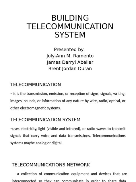 Building Telecommunication System Pdf Computer Network
