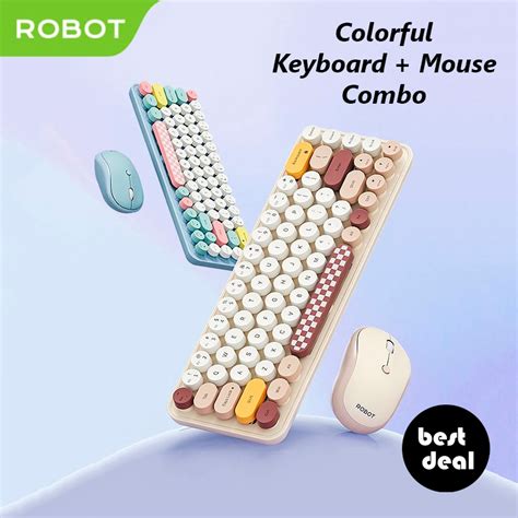 Robot Km3600 Pastel Colorful Keyboard And Mouse Wireless Combo Set 2 4g Shopee Philippines