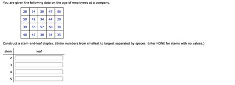 Solved You Are Given The Following Data On The Age Of Employees At A Company
