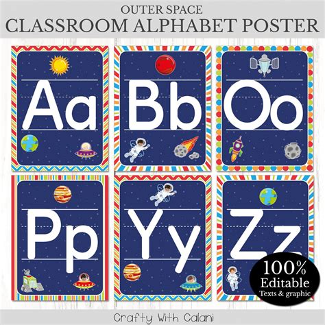 Alphabet Poster Classroom Decoration Outer Space Classroom Abc