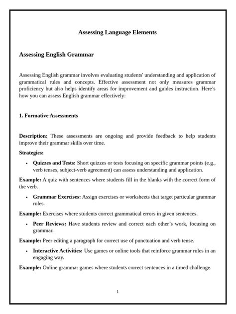 Assessing Language Elements Pdf Educational Assessment Reading