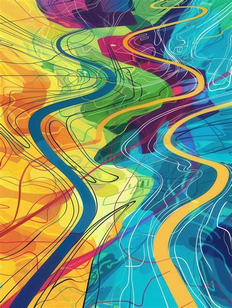 Colorful Abstract Lines And Routes Overlay A Stylized Map Representing Connectivity And