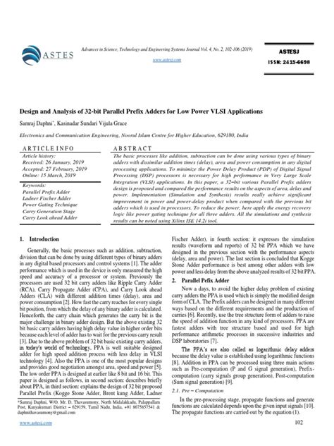 design and analysis of 32 bit parallel prefix adde pdf computer