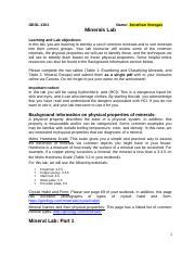 Identifying Common Minerals In GEOL 1301 Lab Learn To Sort And Course Hero