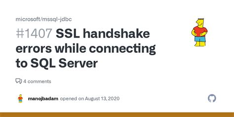 Ssl Handshake Errors While Connecting To Sql Server · Issue 1407