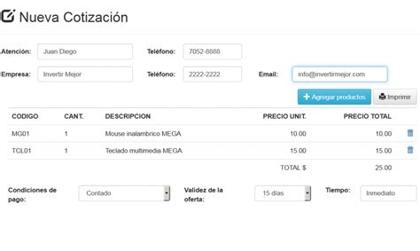 Cotizador De Productos Usando PHP MySQL Y Bootstrap