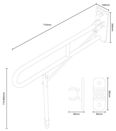 Drop Down Grab Rail With Support Leg Folding Mansfield Mobility Centre