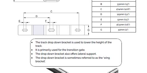 Track Drop Down Bracket Data Sheet Mackworth Overhead Lift Centre