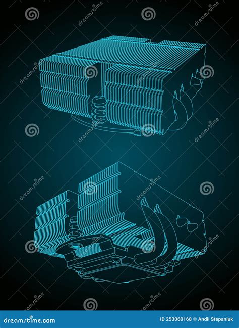 Cpu Cooler Heatsink Illustrations Cartoon Vector