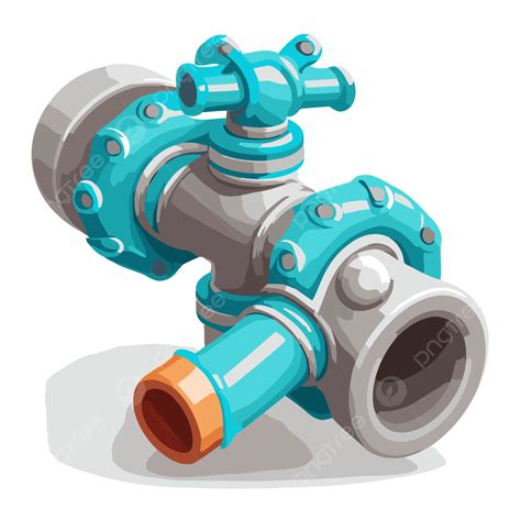 배관 파이프 벡터 스티커 클립 아트 만화 물 밸브는 흰색 배경에 상표 클립 아트 Png 일러스트 및 벡터 에 대한 무료