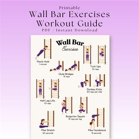 Wall Bar Exercise Pdf Swedish Ladder Workout Printable Wall Bar