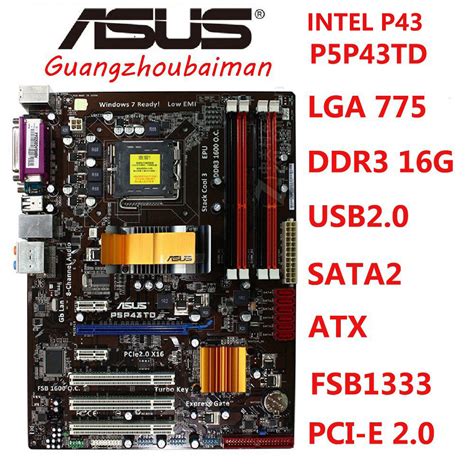Used Desktop Motherboard For Asus P5p43td And P5p43td Pro Mainboard Intel P43 Lga 775 Max Ddr3