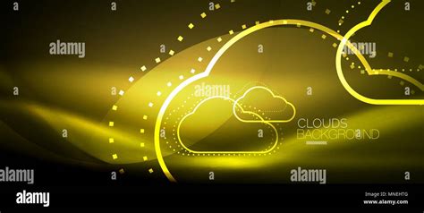 Vector Cloud Computing Storage Concept Vector Yellow Cloud Computing Storage Concept Neon