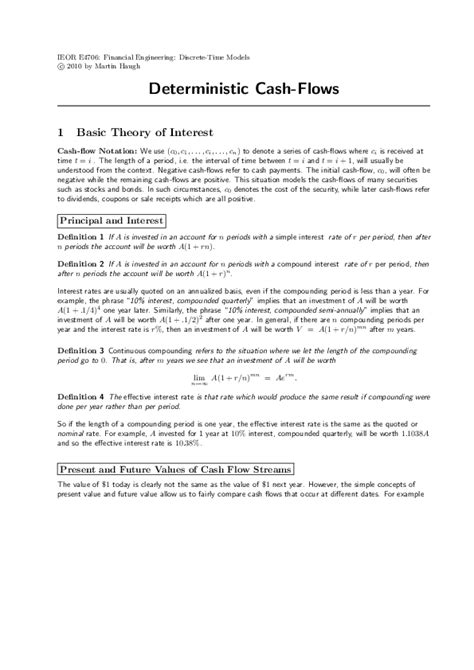pdf deterministic cash flows 1 basic theory of interest