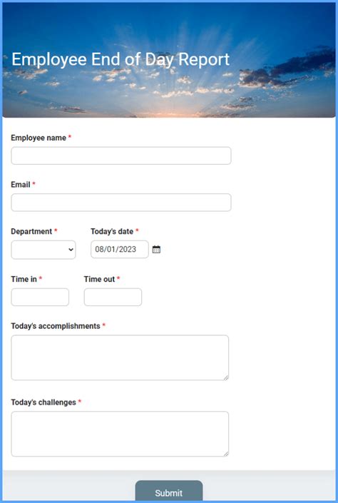 Employee End Of Day Report Form Template Formsite