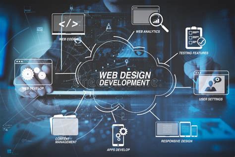 businessman hand working with modern laptop computer in modern o stock