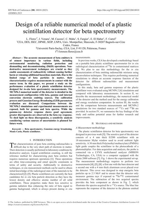 Pdf Design Of A Reliable Numerical Model Of A Plastic Scintillation