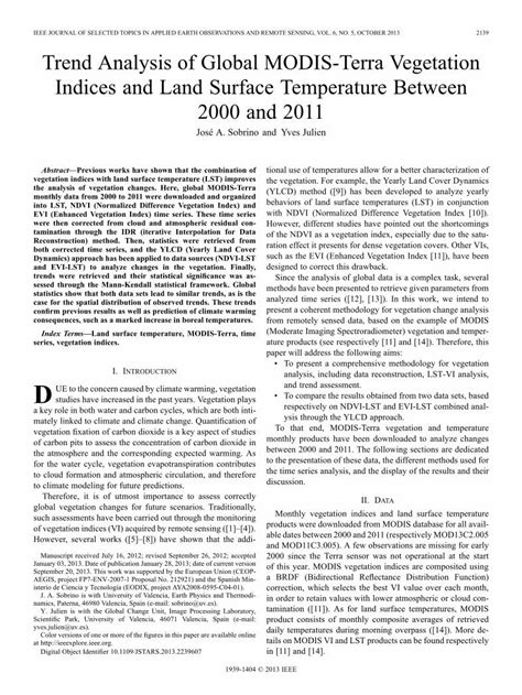 Pdf Trend Analysis Of Global Modis Terra Vegetation Indices And Land
