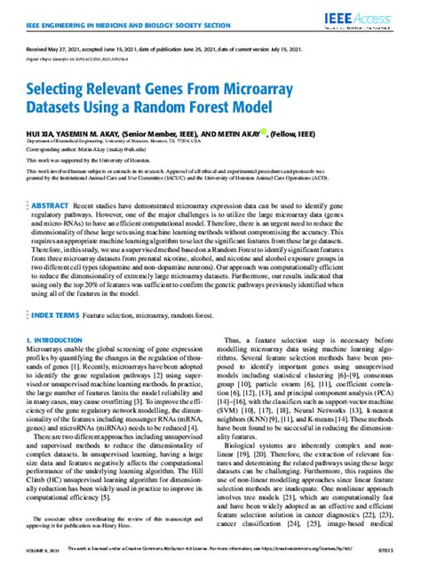 Pdf Selecting Relevant Genes From Microarray Datasets Using A Random