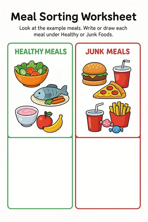 Meal Sorting Worksheet Download And Print Now