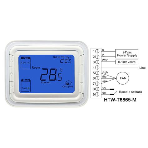 Fan Coil Unit 4 Pipe Heating Cooling Digital Thermostat T6865 Air Conditioner Room Temperature