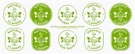 제품 포장에 대한 개념적 표시 라벨링 유기농 맛 날개 잎과 성분 라인이 있는 플라스크마우스 아이콘이 있는 브랜드는 성분의 자연스러운 비행입니다 벡터 Liberation에