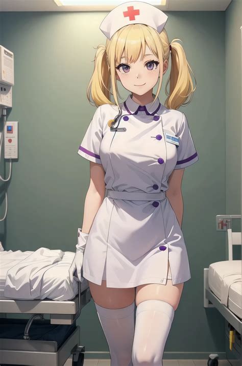 Anime Nurse In Uniform Standing In A Hospital Room With A Bed Seaart Ai