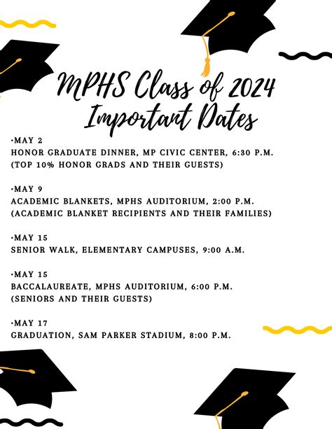 Mphs Class Of 2024 Important Dates Mount Pleasant Isd