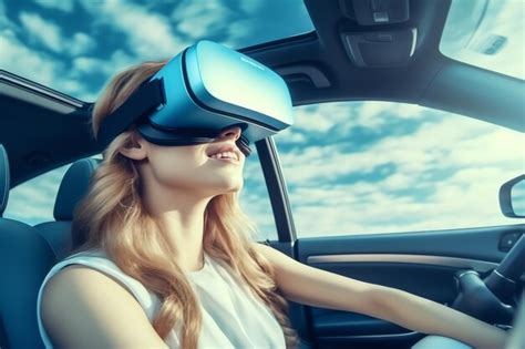 Premium Ai Image A Woman Using Vr Glasses While Driving