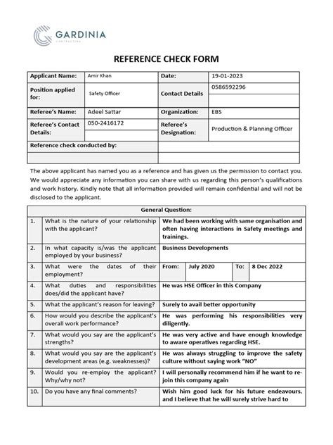 Reference Form Pdf