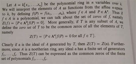 Abstract Algebra Why Is The Zero Set Of T Equal To The Zero Set Of The Ideal Generated By T
