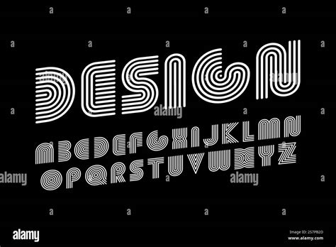 Modern Stylized Striped Font Vector Minimalistic Design Trendy English Alphabet White Latin