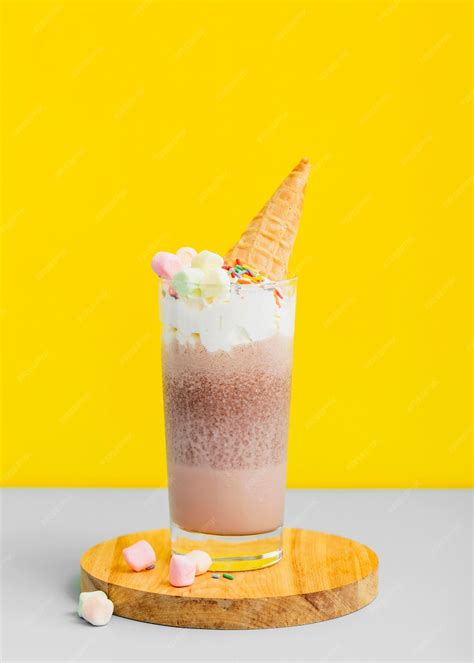 Крупным планом молочные коктейли с мороженым Бесплатно Фото