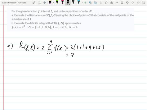 solved let f x x 2 and compute the riemann sum of f over the interval