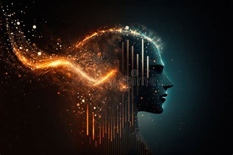 abstract artificial intelligence face and graph generative ai stock