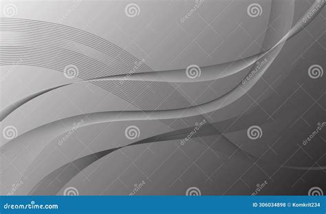 Gray Lines Wave Curves With Smooth Gradient Abstract Background Stock Illustration