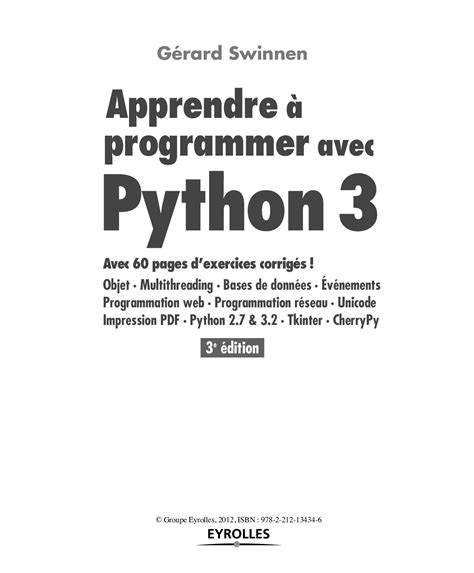 apprendre à programmer avec python 3 preface swinnen pdf calameo downloader