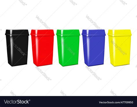 Plastic Dustbin Color Mockup Set Colour Dust Bin Vector Image