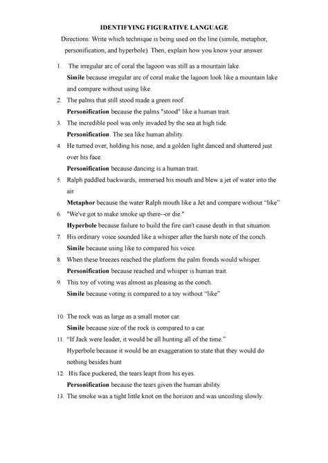 Identifying Figurative Language Identifying Figurative Language