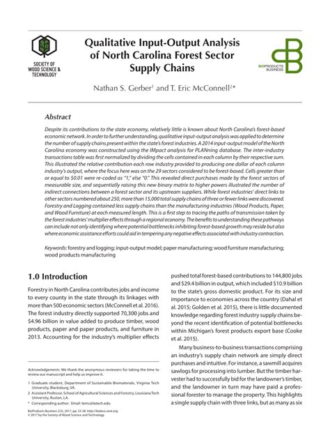 Pdf Qualitative Input Output Analysis Of North Carolina Forest Sector Supply Chains