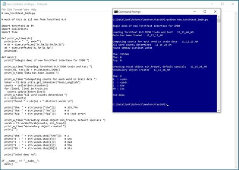 Torchtext09imdbdatasetvocabdemorun James D Mccaffrey