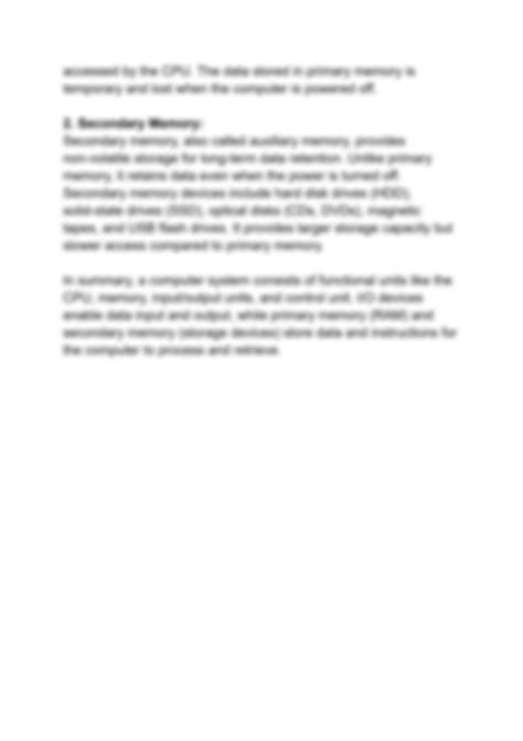 SOLUTION Functional Units Of Computer Studypool