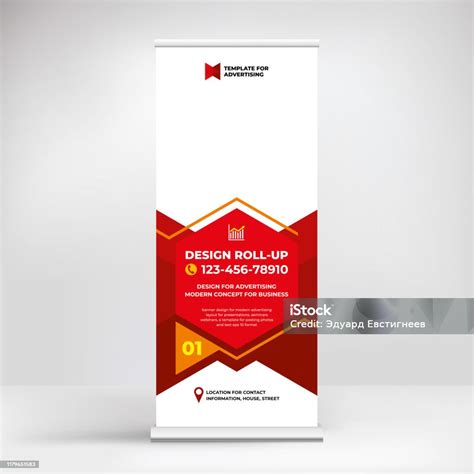 롤업 배너 디자인 광고 레이아웃 컨퍼런스 세미나 사진 및 텍스트 배치를 위한 포스터 템플릿 프레젠테이션을 위한 창의적인 배경 0명에 대한 스톡 벡터 아트 및 기타 이미지