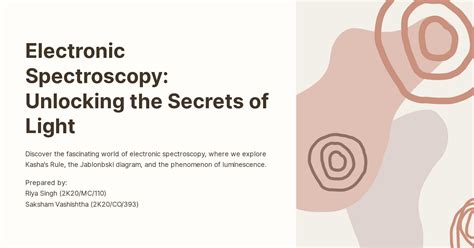 Electronic Spectroscopy Unlocking The Secrets Of Light